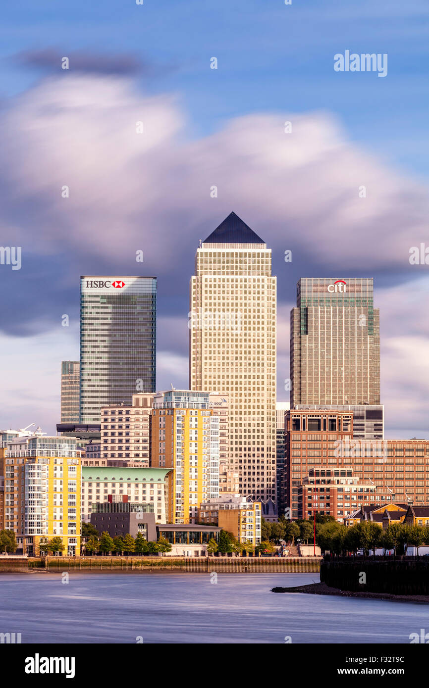 The River Thames and Canary Wharf, London, UK Stock Photo - Alamy