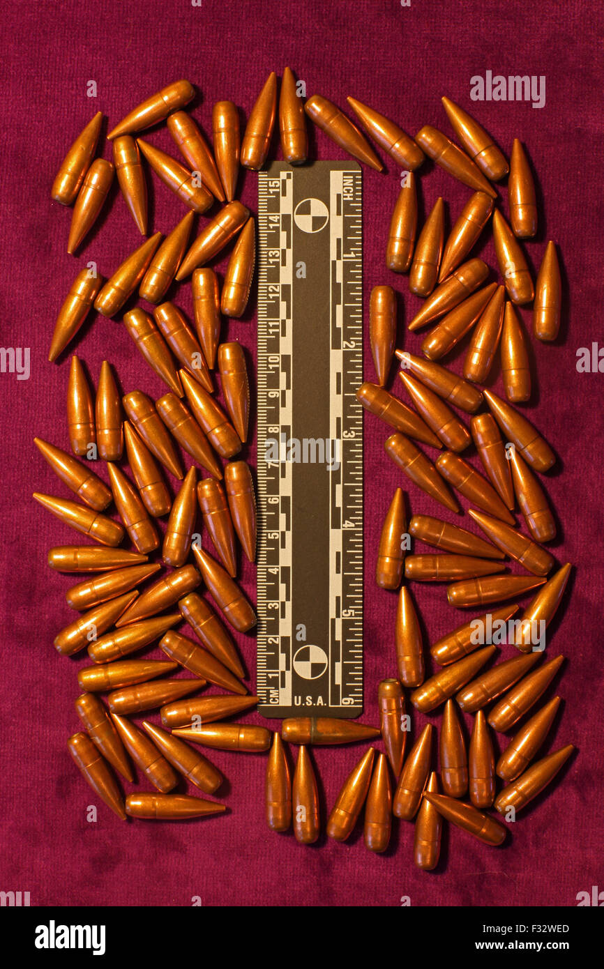 98 Copper jacketed projectiles for 308 or 7.62 calibre rifle scaled ...