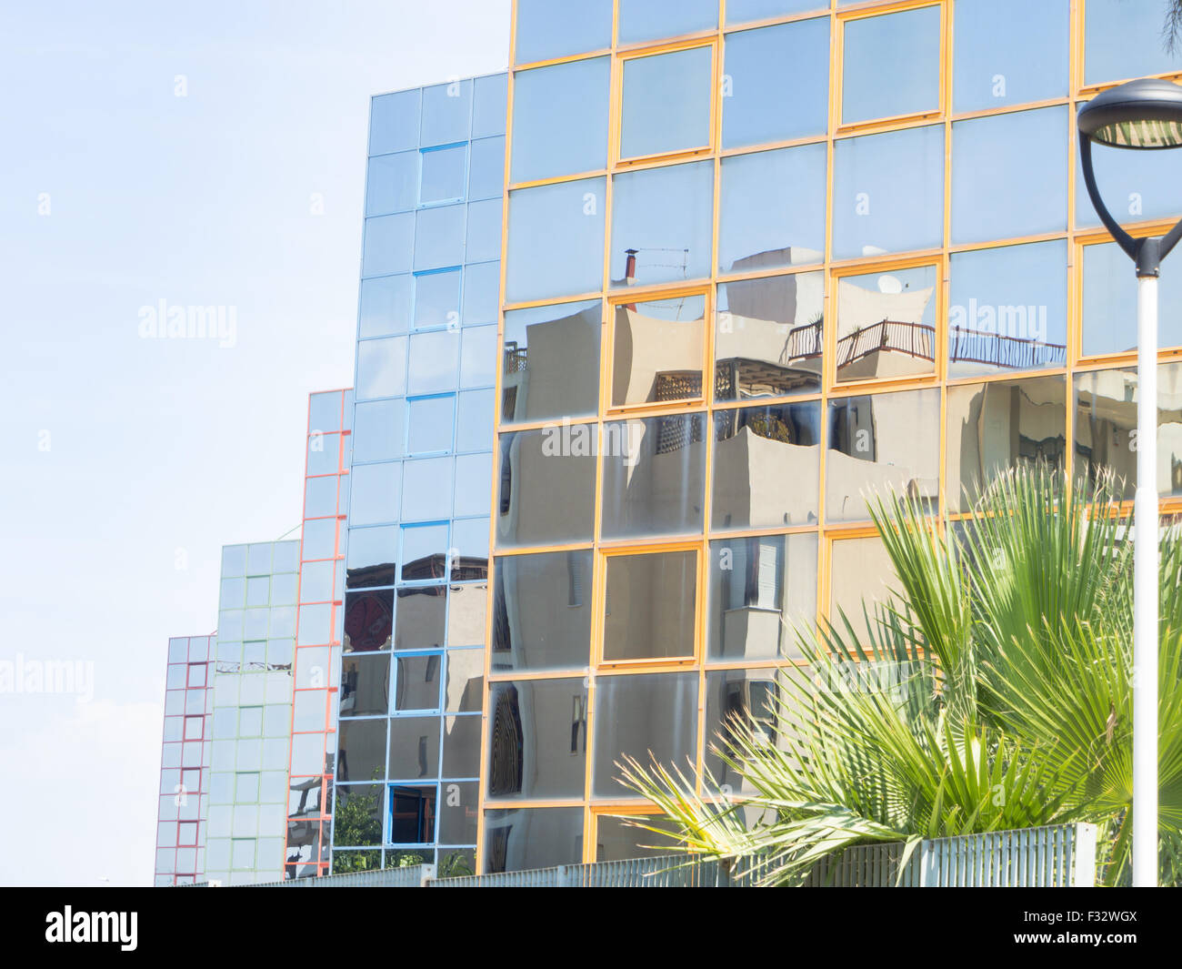 Glass reflection colored. Reflection in glass office building Stock ...
