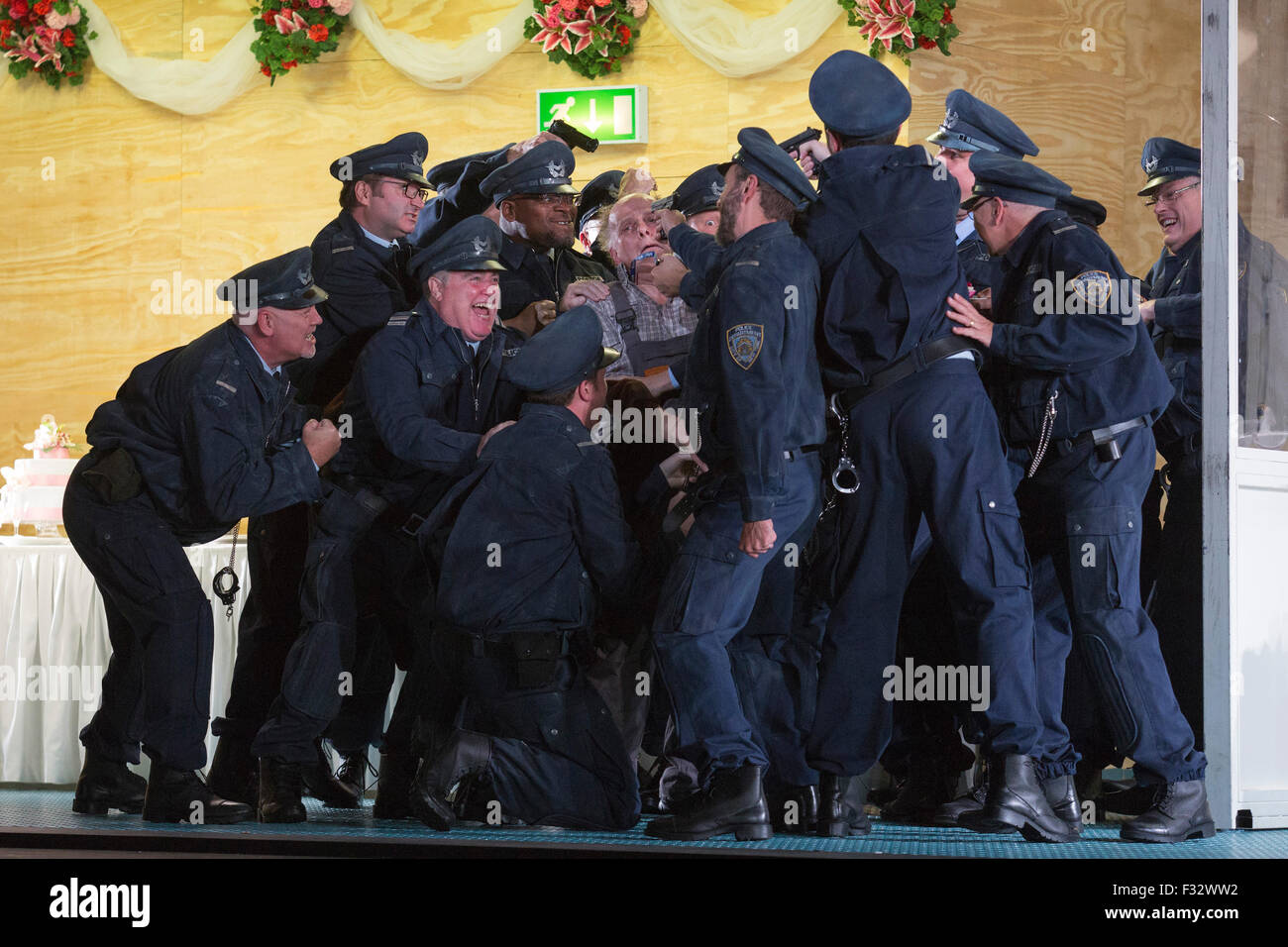 London, UK. 24/09/2015. Adrian Thomson (centre) as Shabby Peasant ...