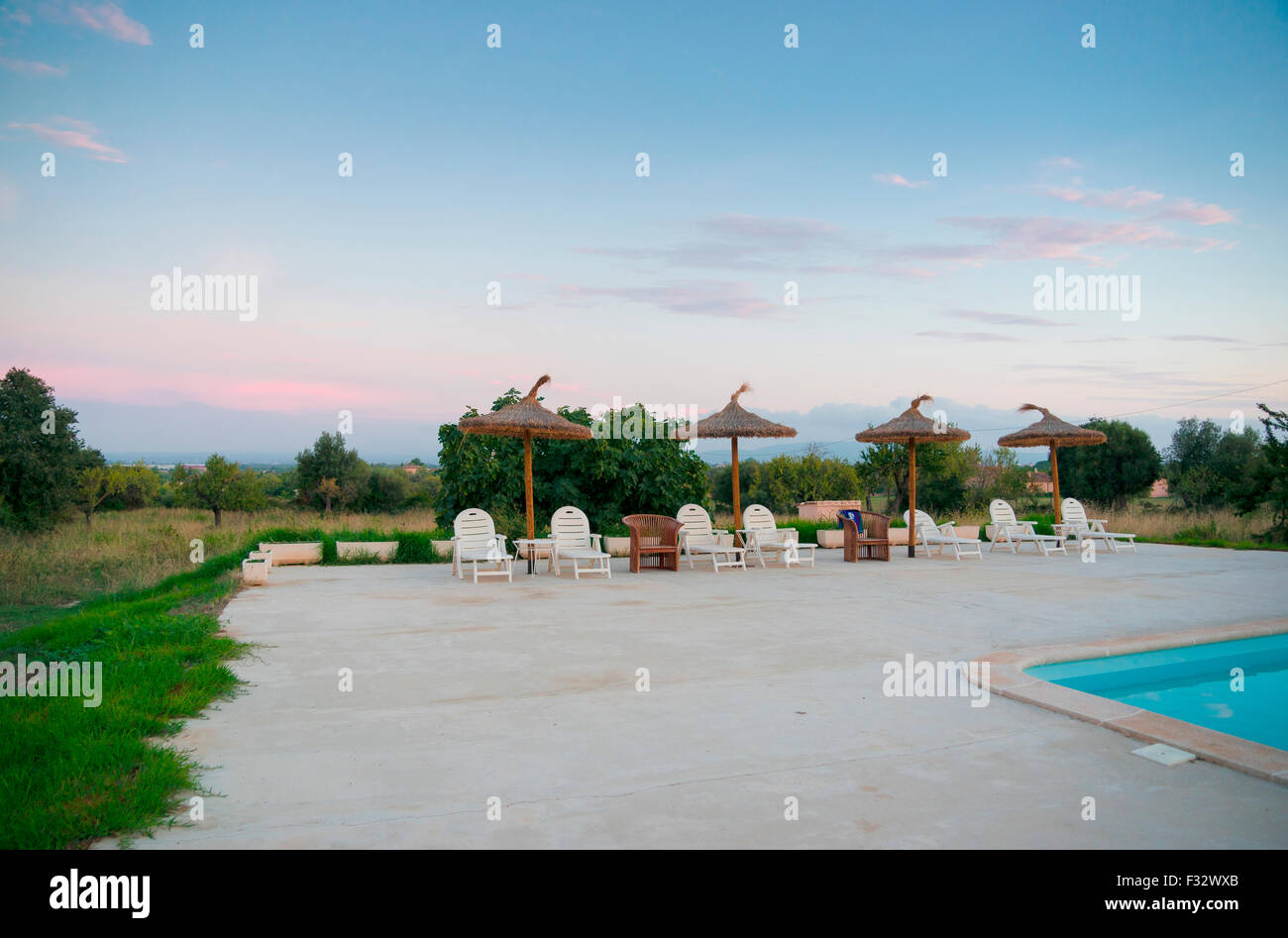 swimming pool in the rural part of mallorca,span Stock Photo - Alamy