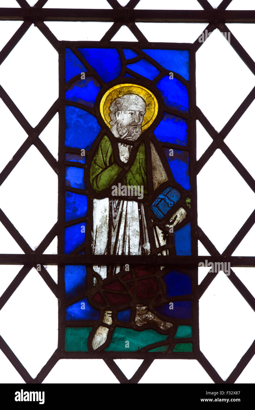 Saint Paul medieval stained glass, St. Peter`s Church, Cassington ...