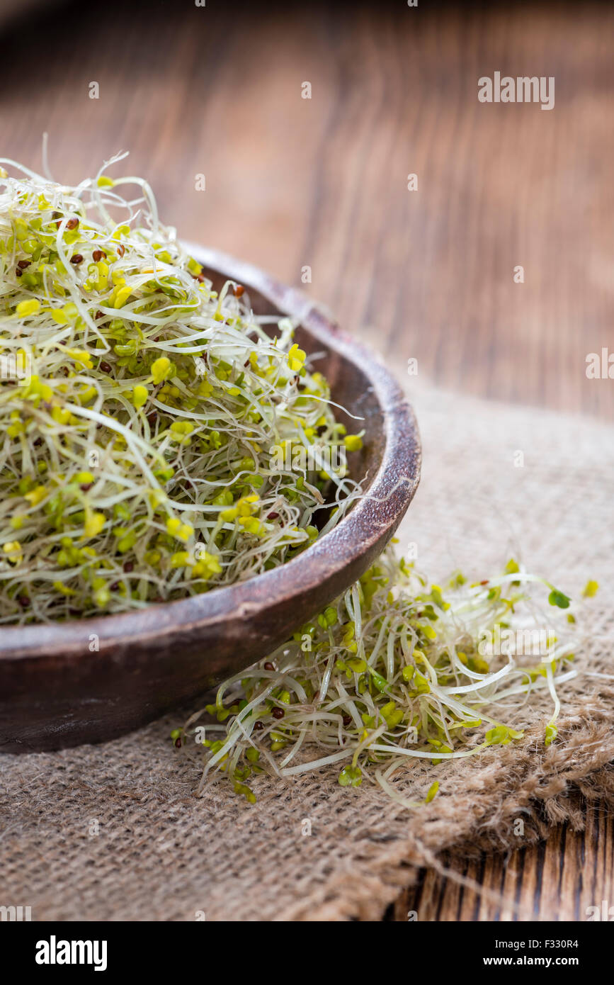 Portion of fresh Broccoli Sprouts (detailed close-up shot Stock Photo ...