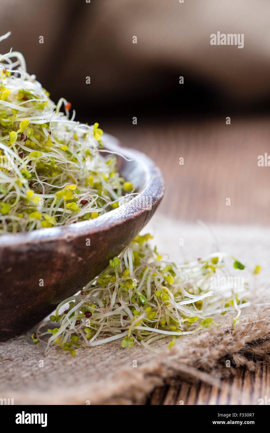 Portion of fresh Broccoli Sprouts (detailed close-up shot Stock Photo ...