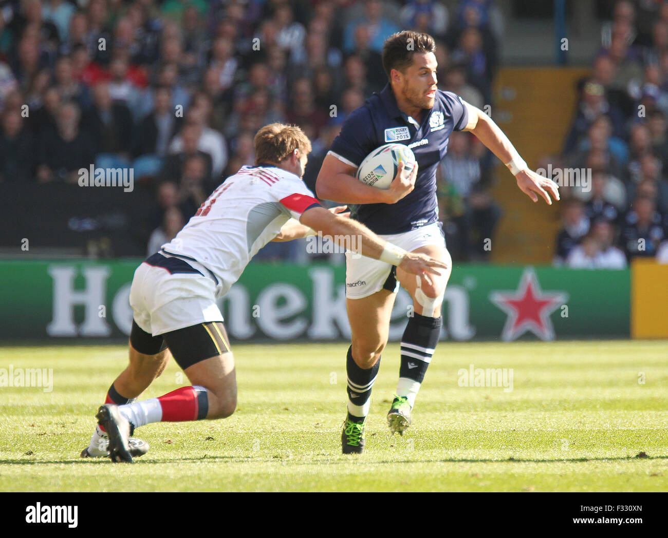 Leeds, UK. 27th Sep, 2015. SEPT 27: Scotland's Sean Maitland evades the ...
