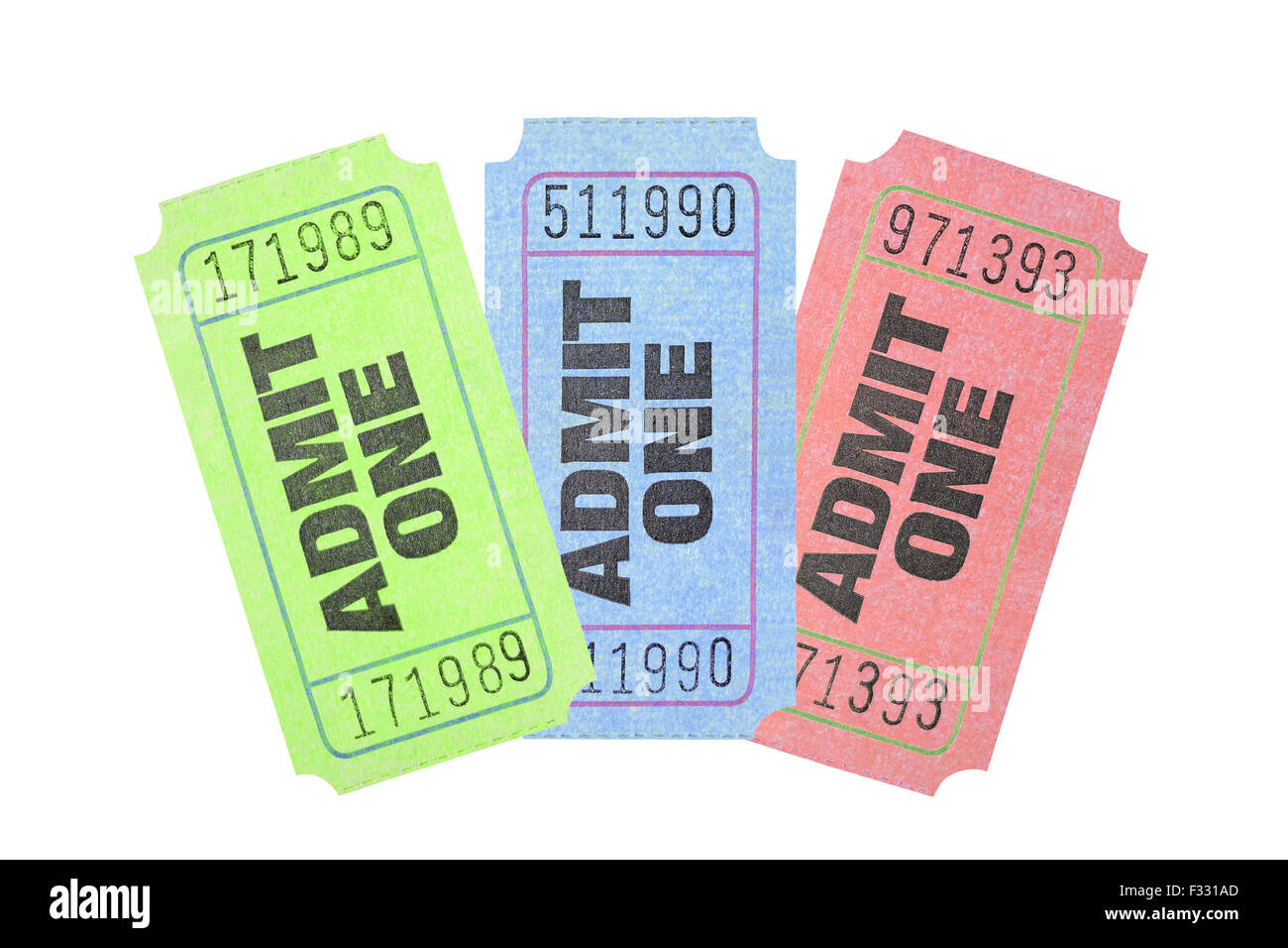 Colourful Admission Tickets on White Background Stock Photo - Alamy