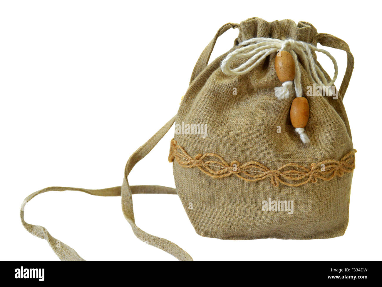 Retro handmade natural flax purse Stock Photo - Alamy