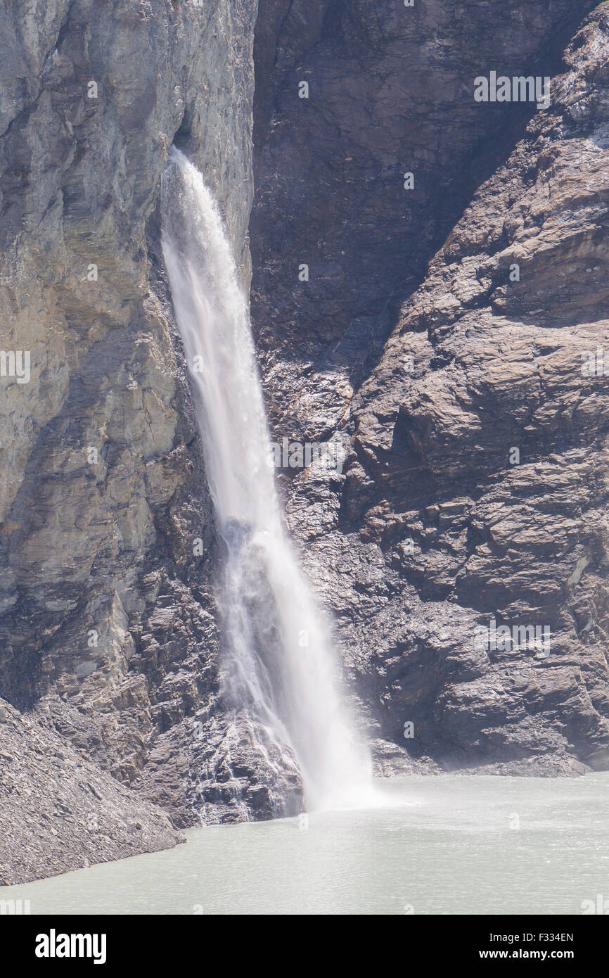 Waterfall at Lake Dix - Dam Grand Dixence - Switzerland, worlds tallest ...