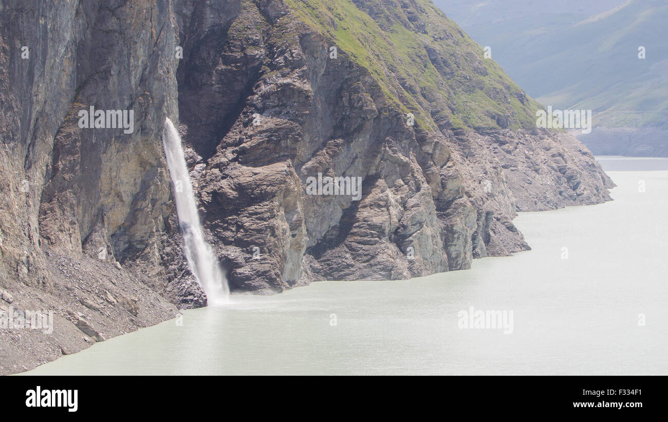 Waterfall at Lake Dix - Dam Grand Dixence - Switzerland, worlds tallest ...