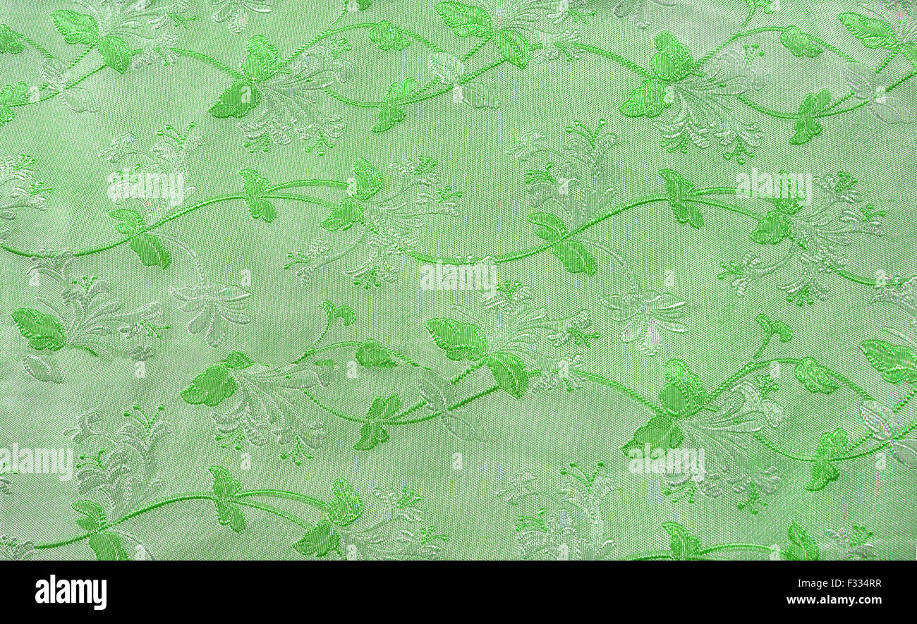 Vintage green floral fabric Stock Photo - Alamy