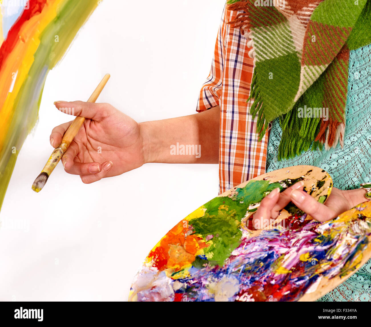 Hand of artist woman at work Stock Photo - Alamy