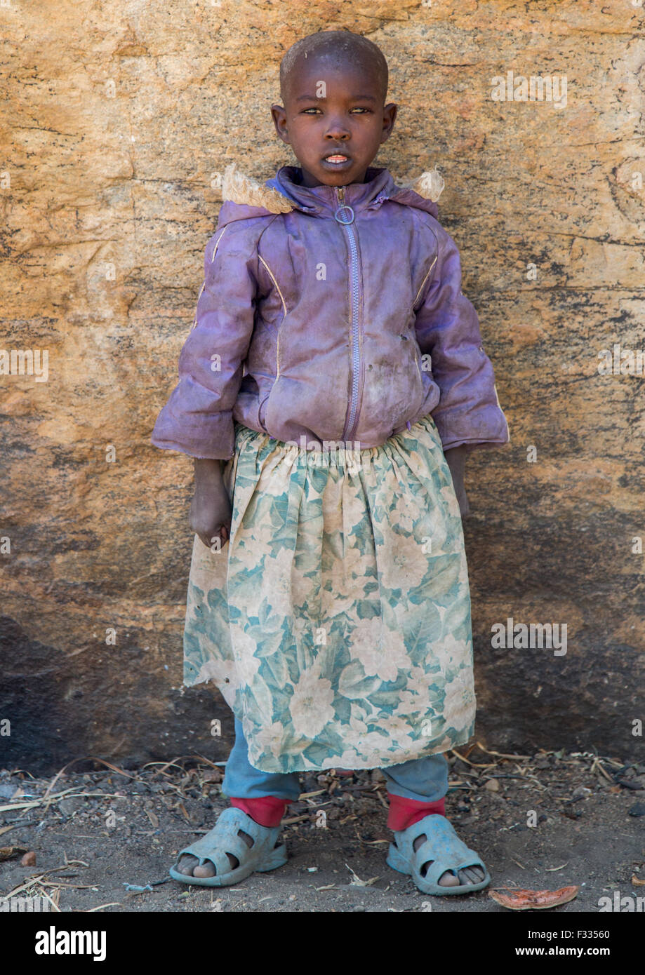 Tanzania, Serengeti Plateau, Lake Eyasi, hadzabe tribe girl with modern ...