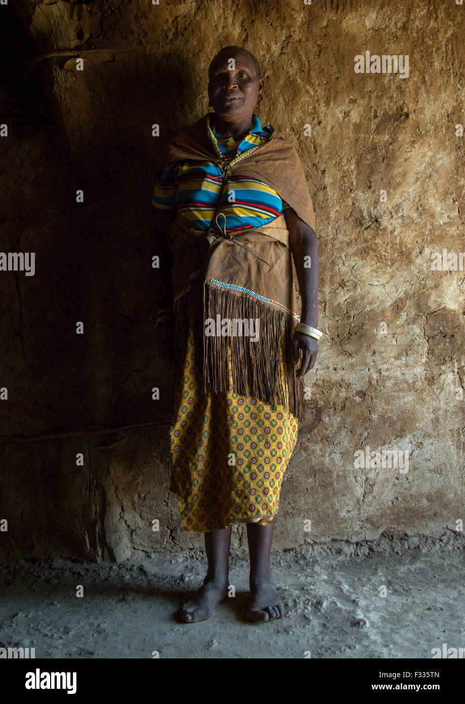 Tanzania, Serengeti Plateau, Lake Eyasi, datoga tribe woman wearing a ...