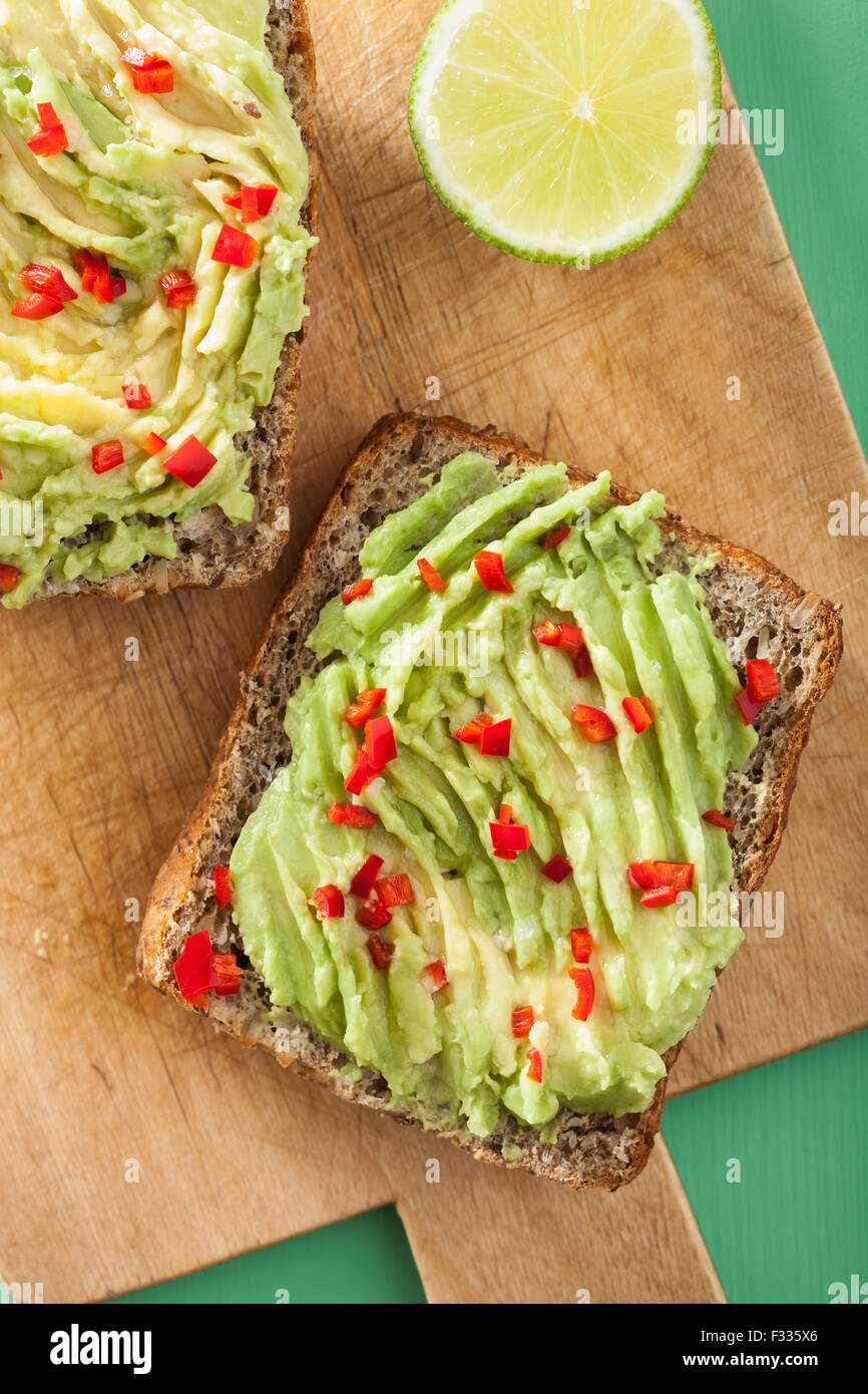 healthy wholegrain bread with avocado lime chili Stock Photo - Alamy