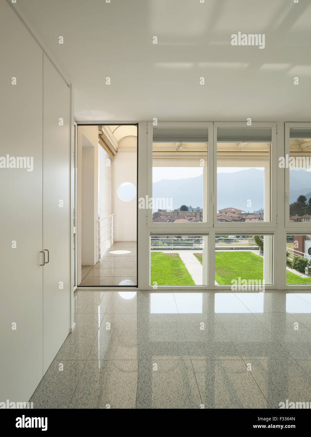 Architecture, interior of a modern house, wide room with windows Stock ...