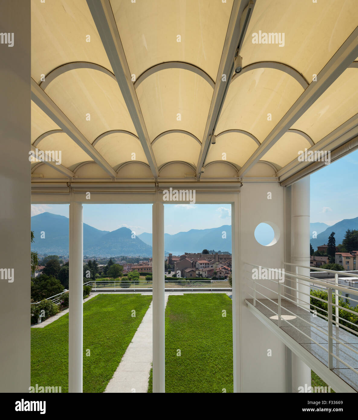 Architecture, panoramic veranda of a modern villa, top view Stock Photo ...