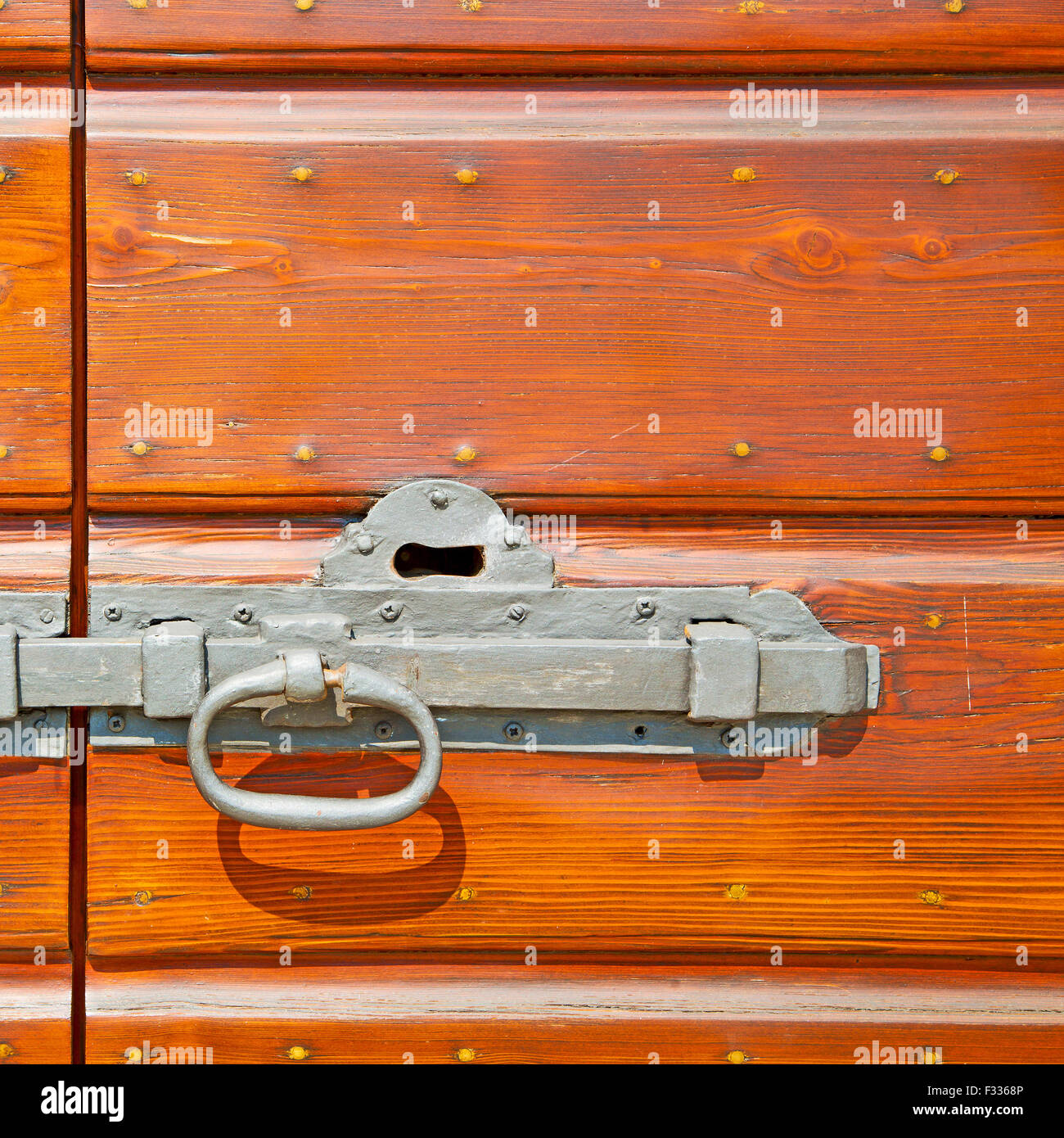europe old in italy antique close brown door and rusty lock closeup ...