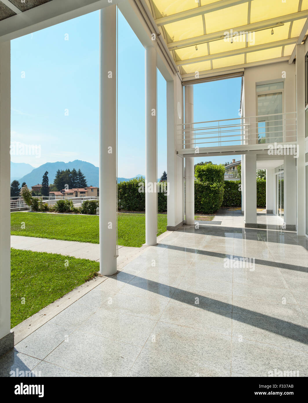 Architecture, wide veranda of a modern house, exterior Stock Photo - Alamy