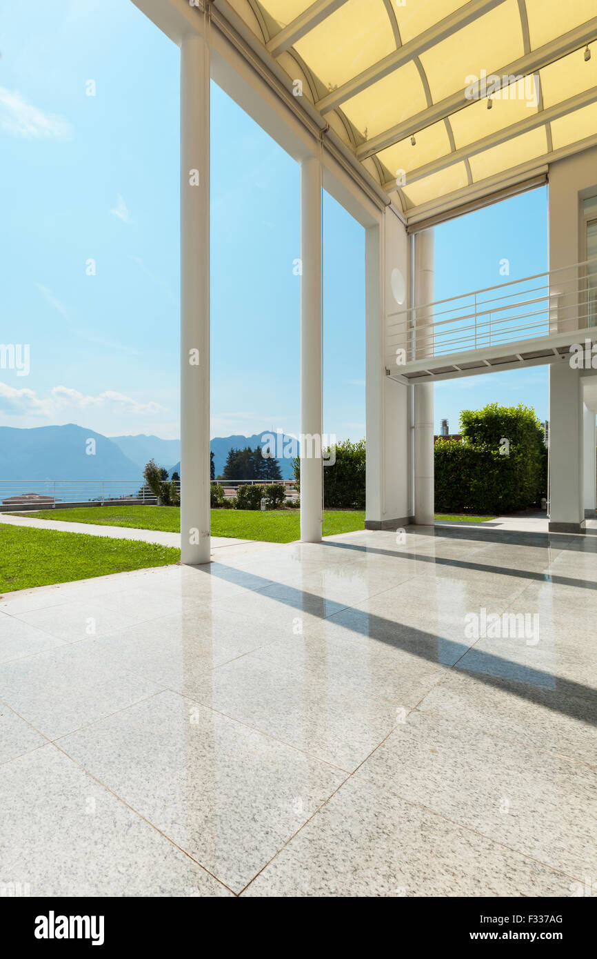 Architecture, wide veranda of a modern house, exterior Stock Photo - Alamy