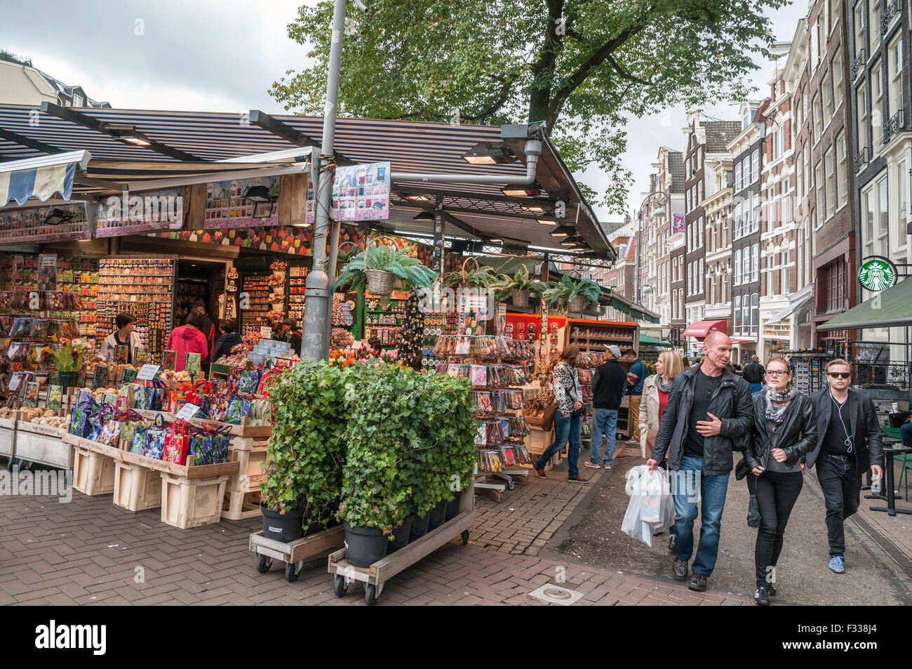 Street market in Amsterdam Holland. Netherlands. Nieuwe Kerk Stock ...