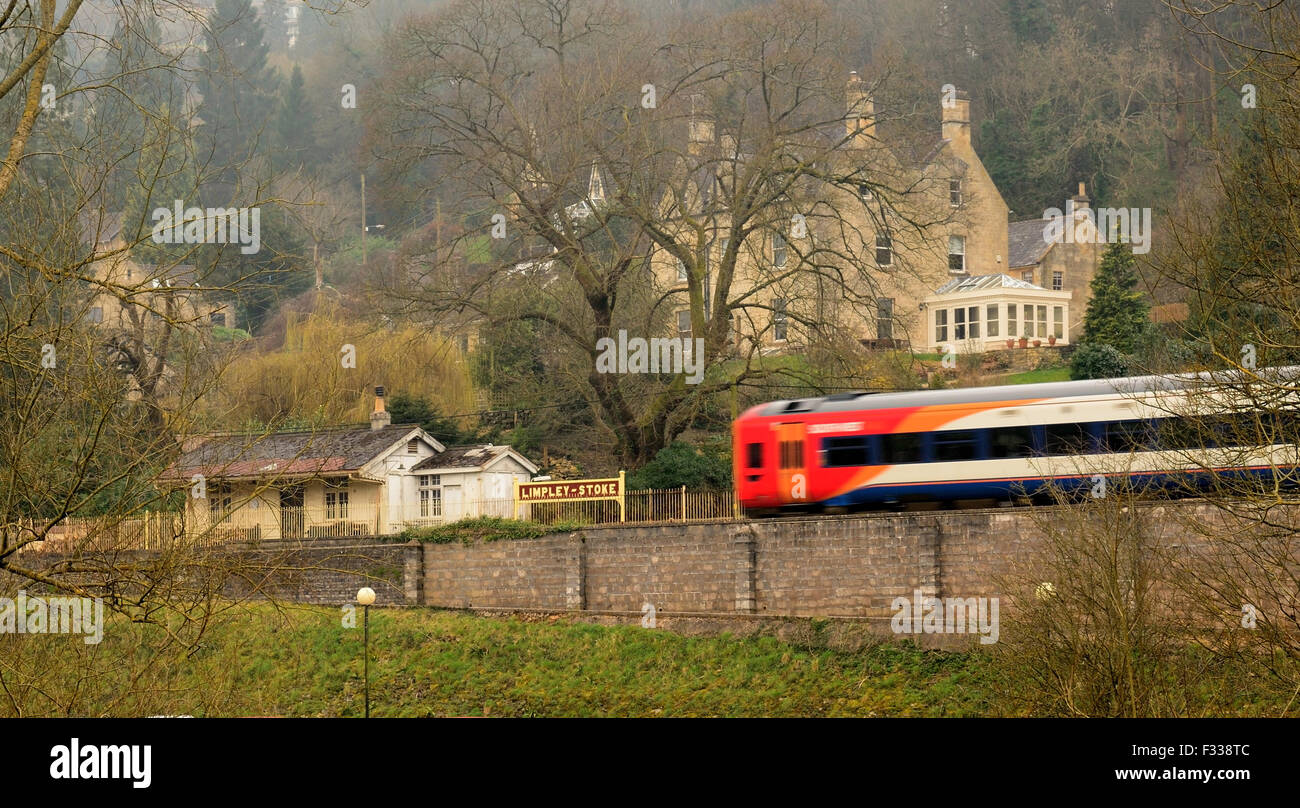Train passing the site of the former station at Limpley Stoke Stock ...