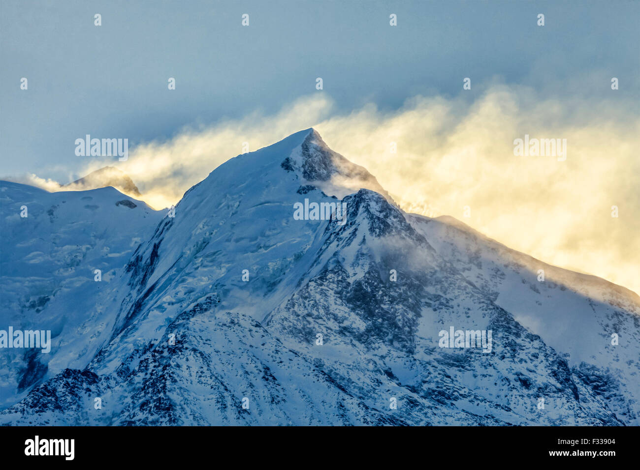 Natural backlit image at the sunrise on Mont Blanc - the highest ...