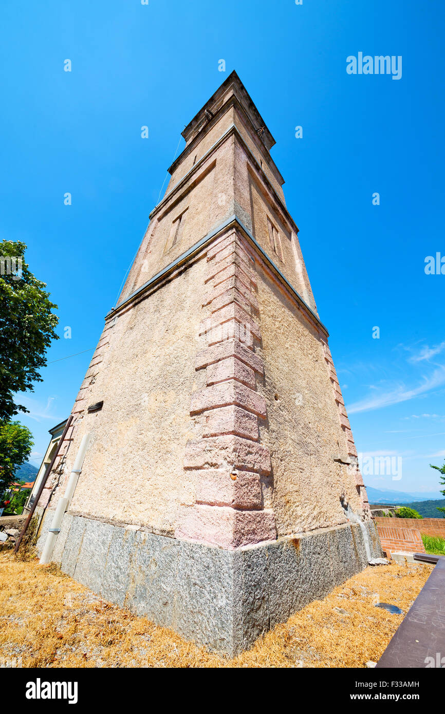 ancien clock tower in italy europe old stone and bell Stock Photo - Alamy