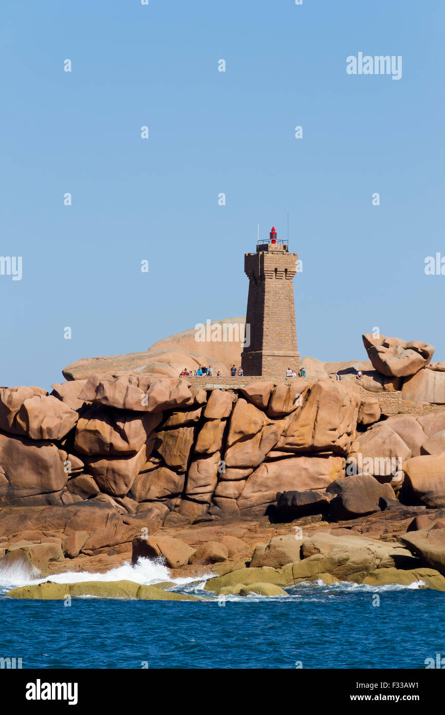 Lighthouse, Le Phare de Men Ruz, Ploumanach, Cotes d'Armor, Brittany ...