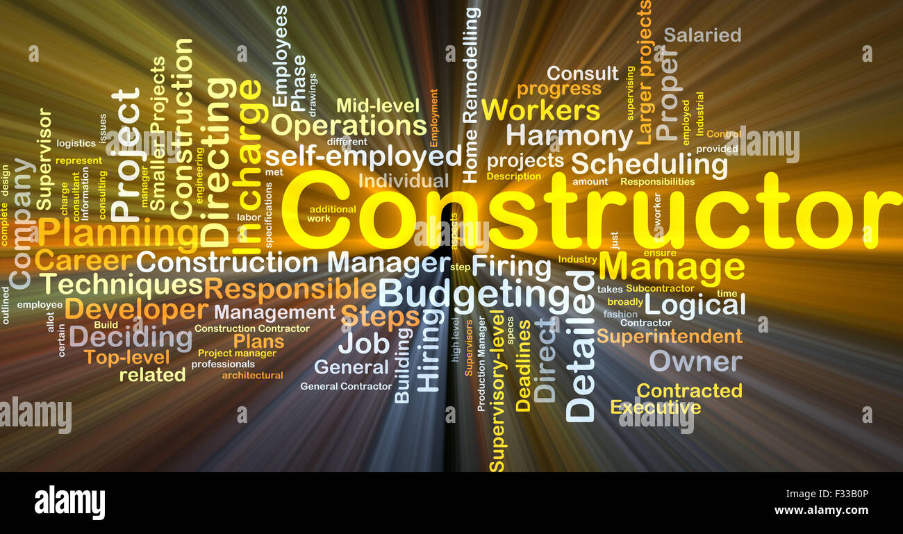Background concept wordcloud illustration of constructor glowing light ...