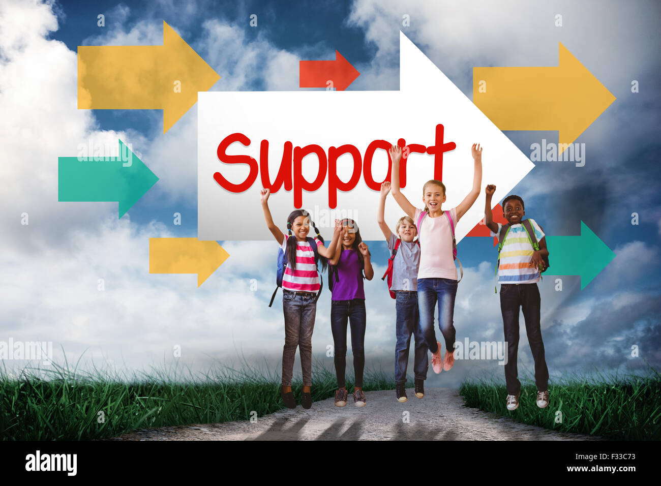 Support against road leading out to the horizon Stock Photo - Alamy