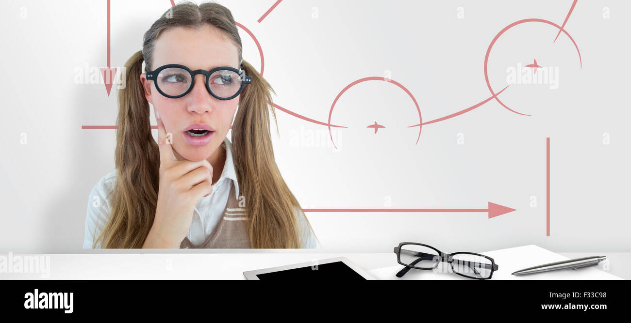 Composite image of female geeky hipster looking confused Stock Photo ...