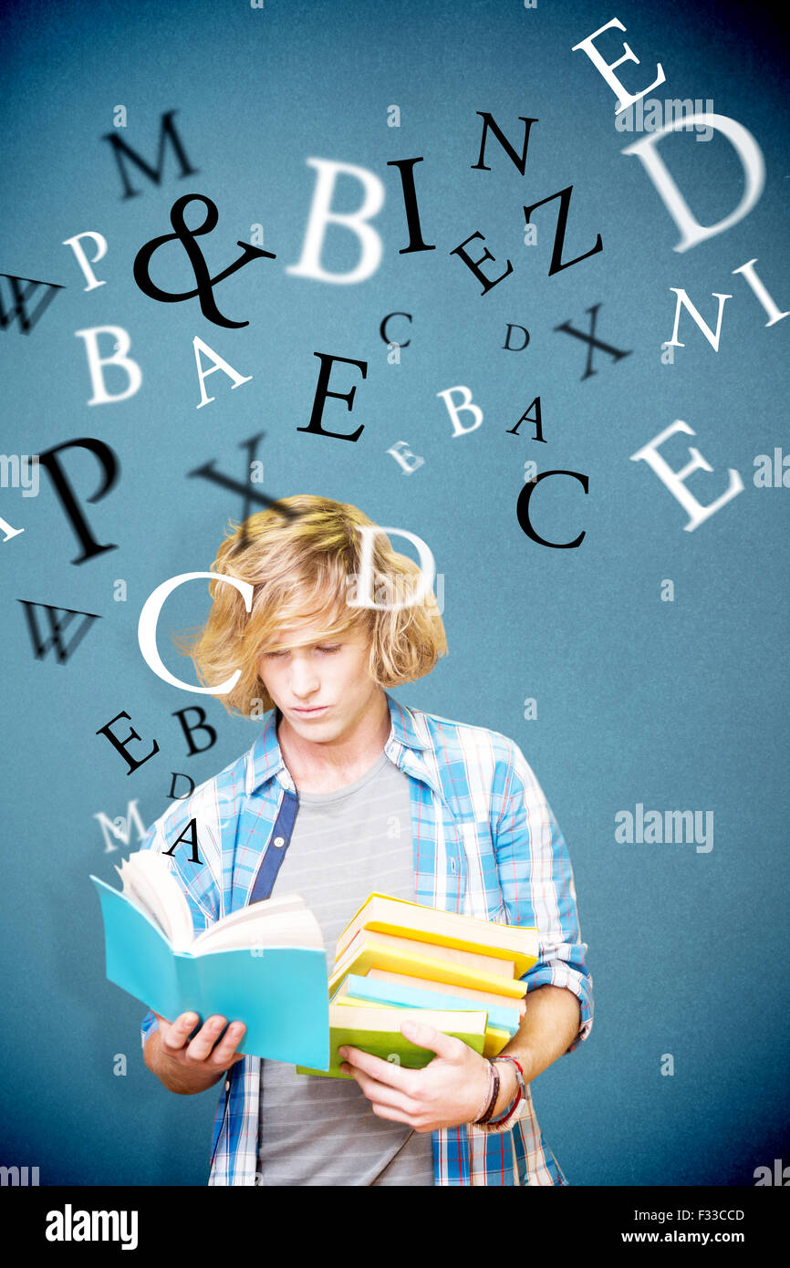 Composite image of student reading Stock Photo - Alamy