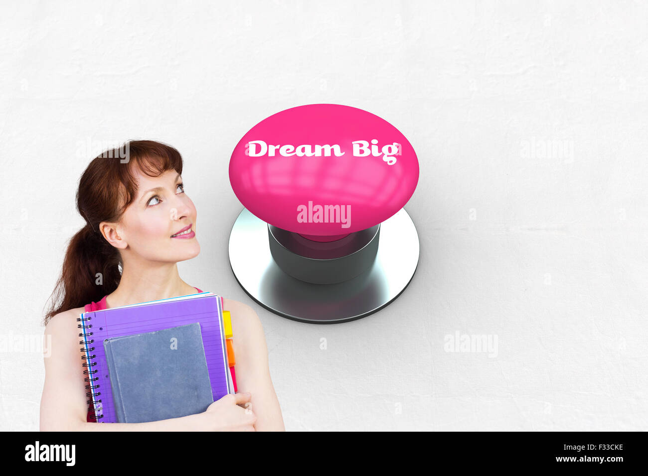 Dream big against pink push button Stock Photo - Alamy
