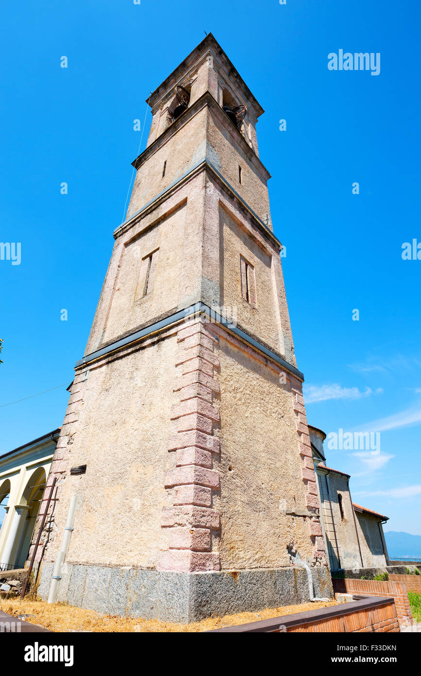 ancien clock tower in italy europe old stone and bell Stock Photo - Alamy