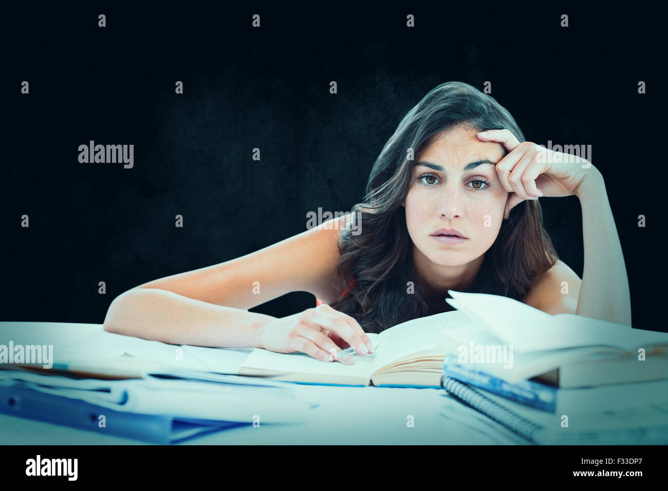Student tired doing homework studying hi-res stock photography and ...