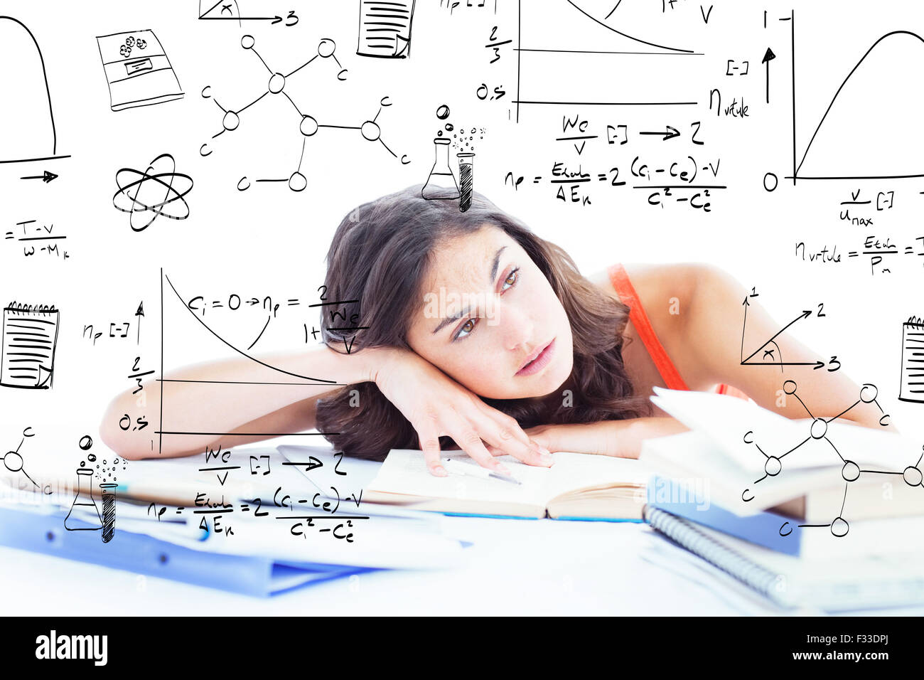 Student tired doing homework studying hi-res stock photography and ...