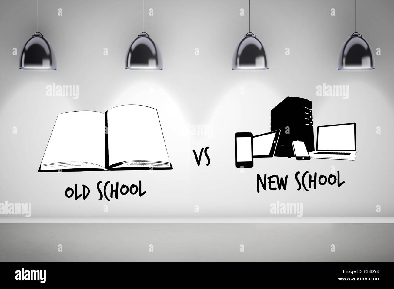 Composite image of old school vs new school Stock Photo - Alamy