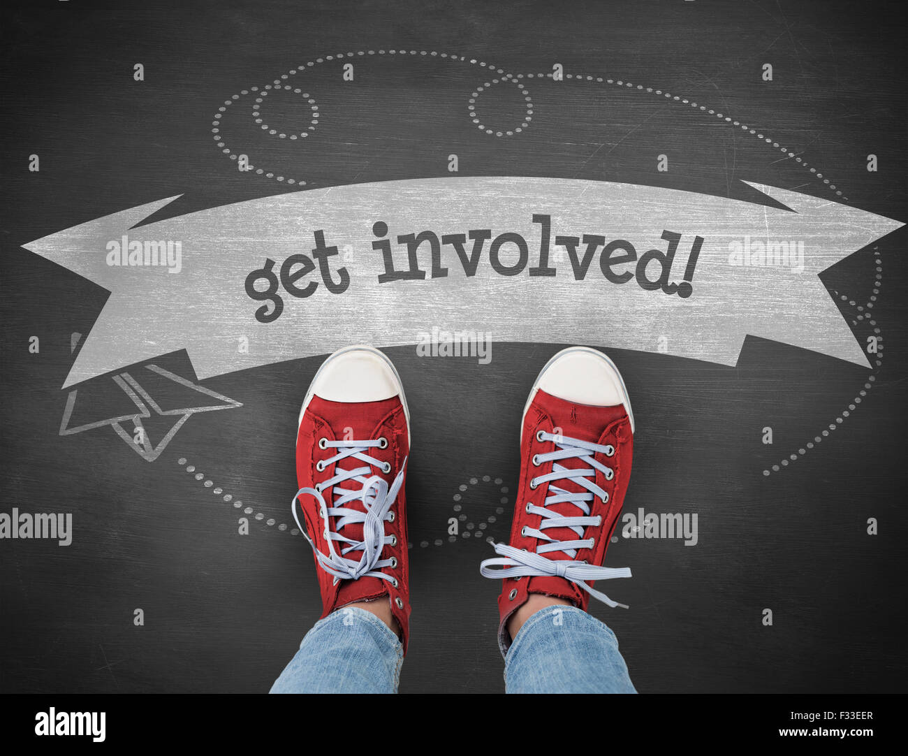 Get involved! against black background Stock Photo - Alamy