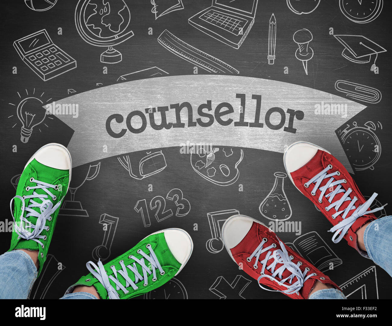 Counsellor against black background Stock Photo - Alamy
