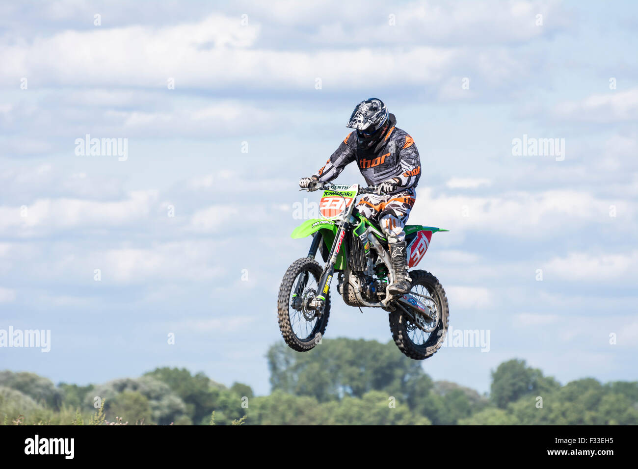 MUNICH, GERMANY - AUGUST 17: Unknown rider participates at the training ...