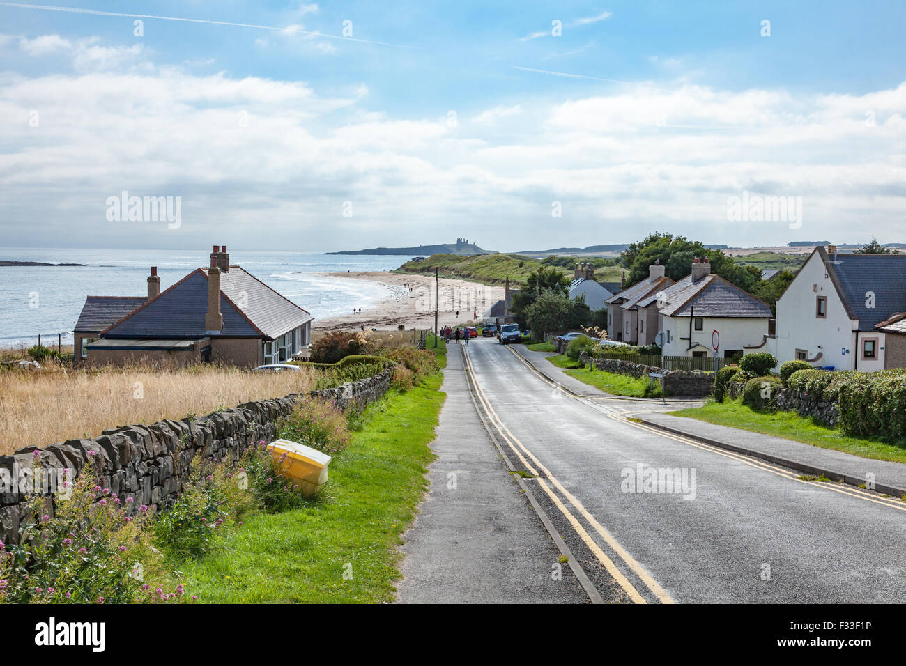 Low Newton by the Sea with Dunstanburgh castle in the distant Haze ...