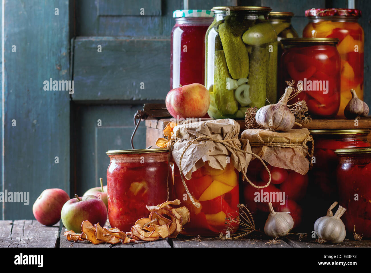 Assortment of preserved food Stock Photo - Alamy