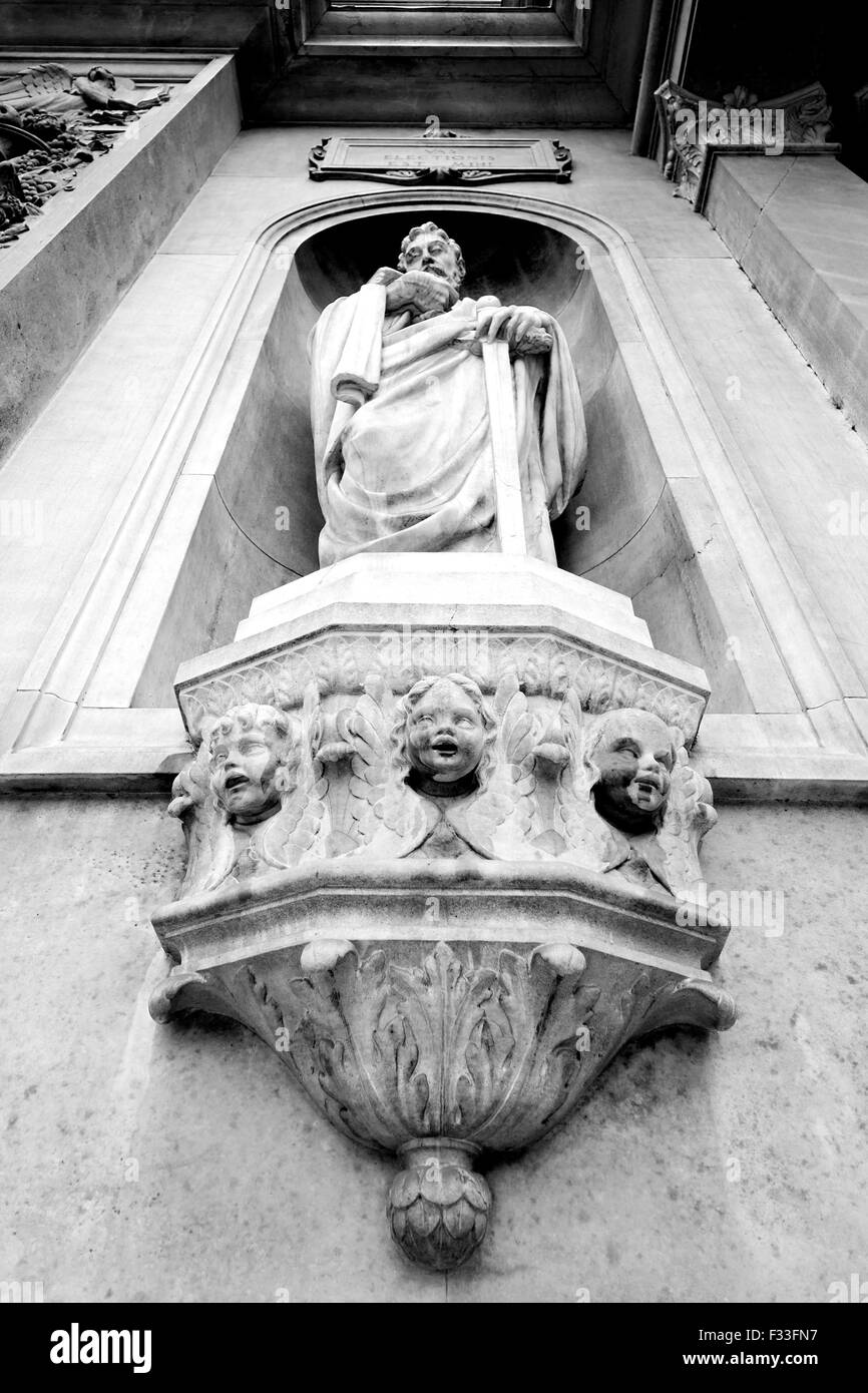 marble in old historical construction italy europe milan and statue ...