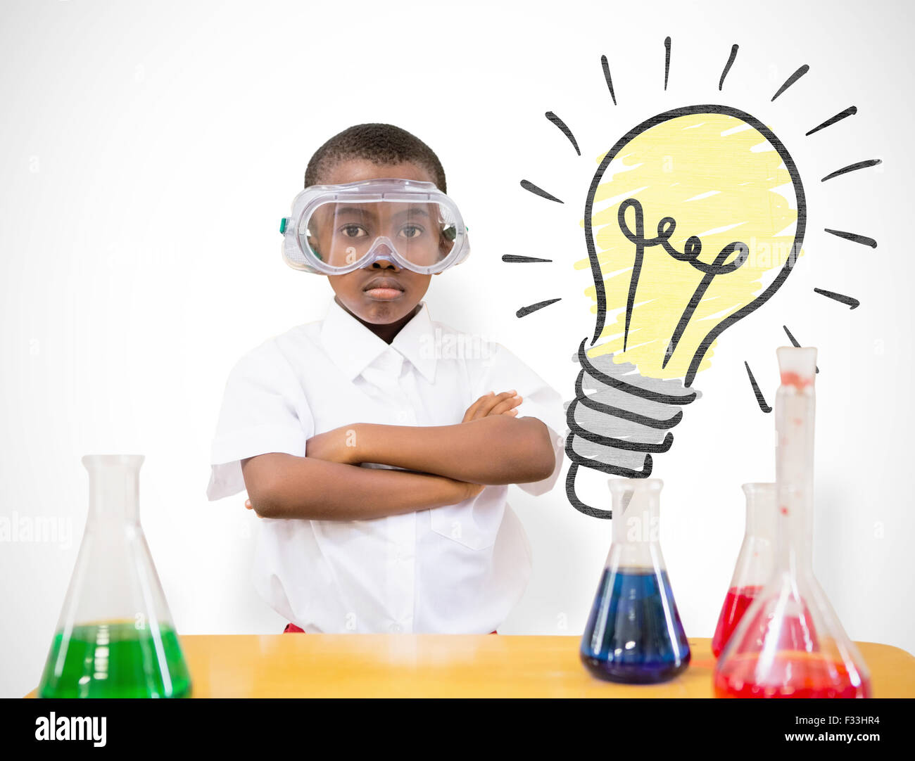 Composite image of pupil conducting science experiment Stock Photo - Alamy
