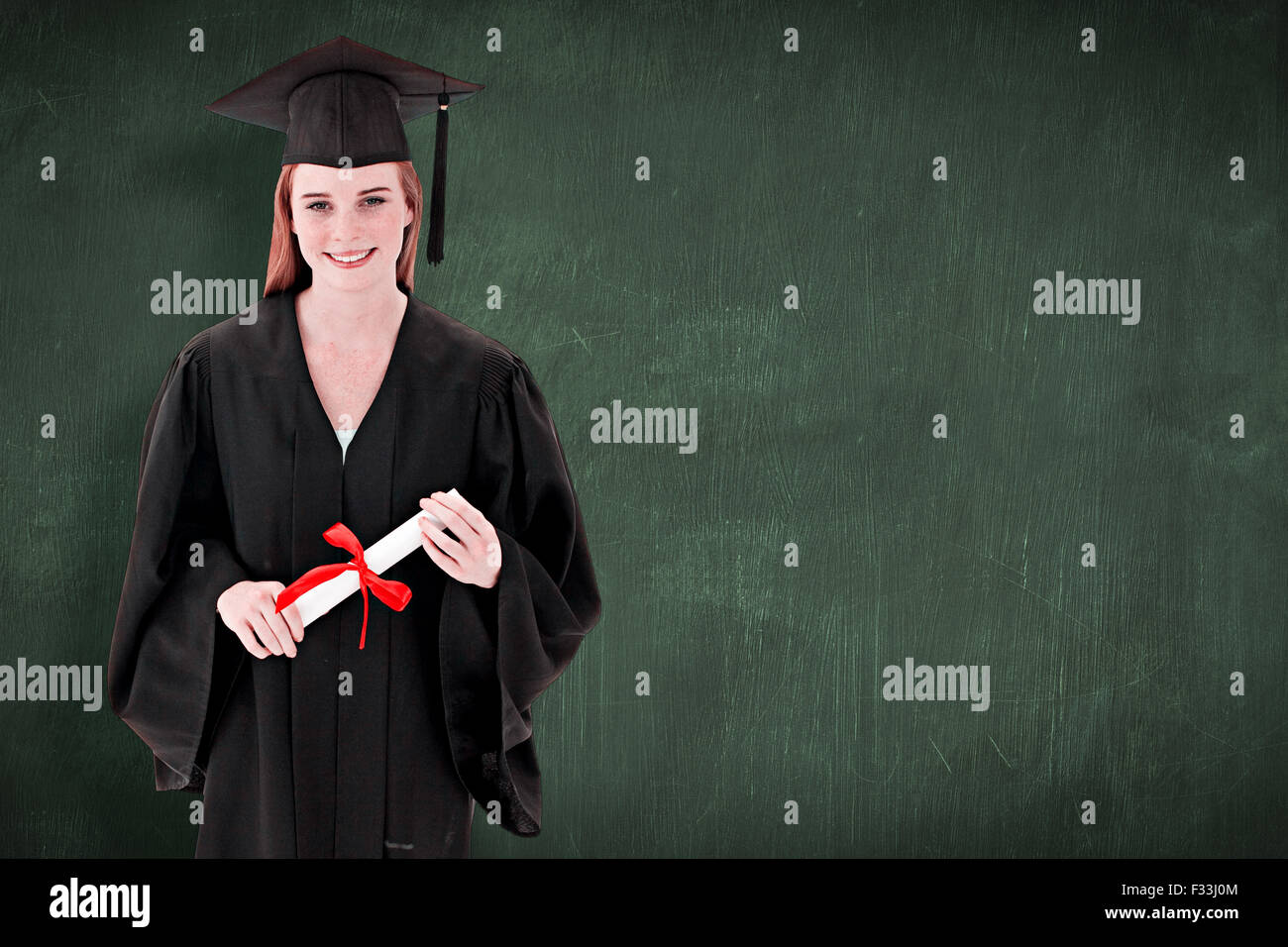 Composite image of teenage girl celebrating graduation Stock Photo - Alamy