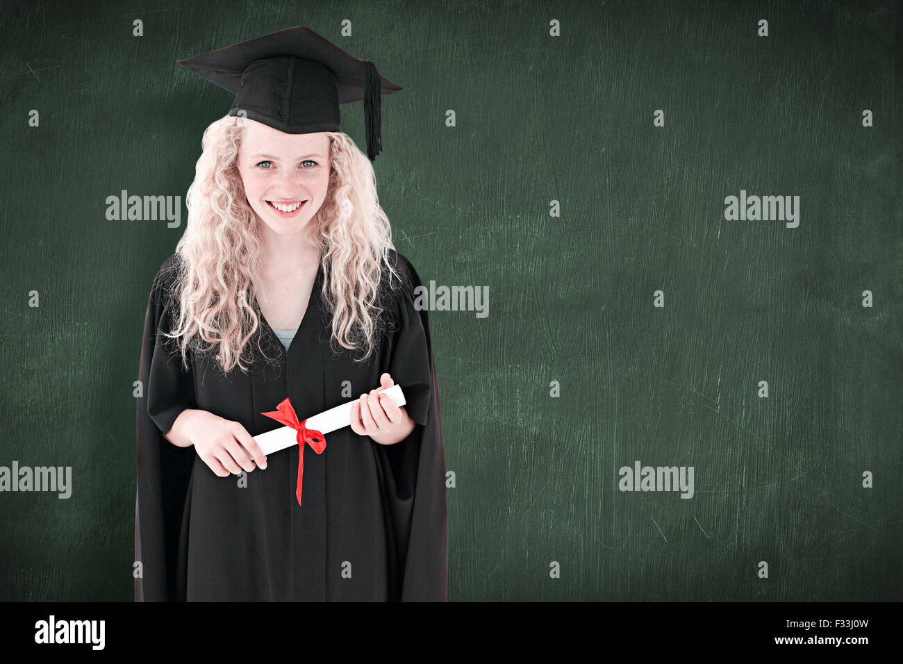 Composite image of teenage girl celebrating graduation Stock Photo - Alamy