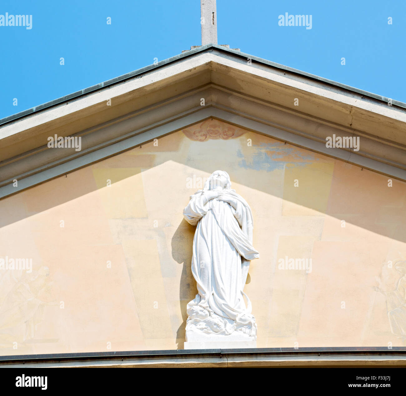 marble in old historical construction italy europe milan and statue ...