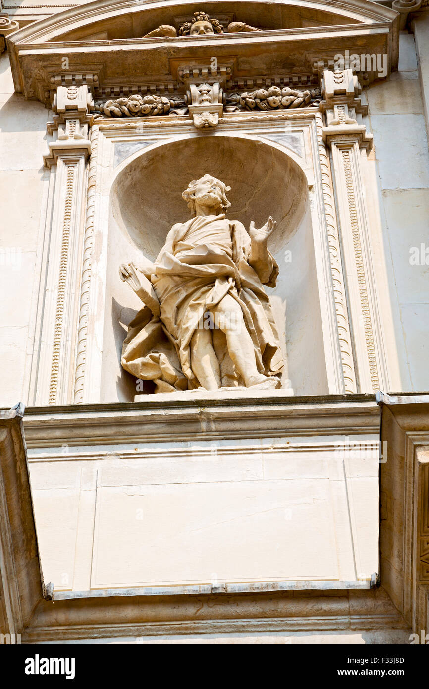 marble in old historical construction italy europe milan and statue ...