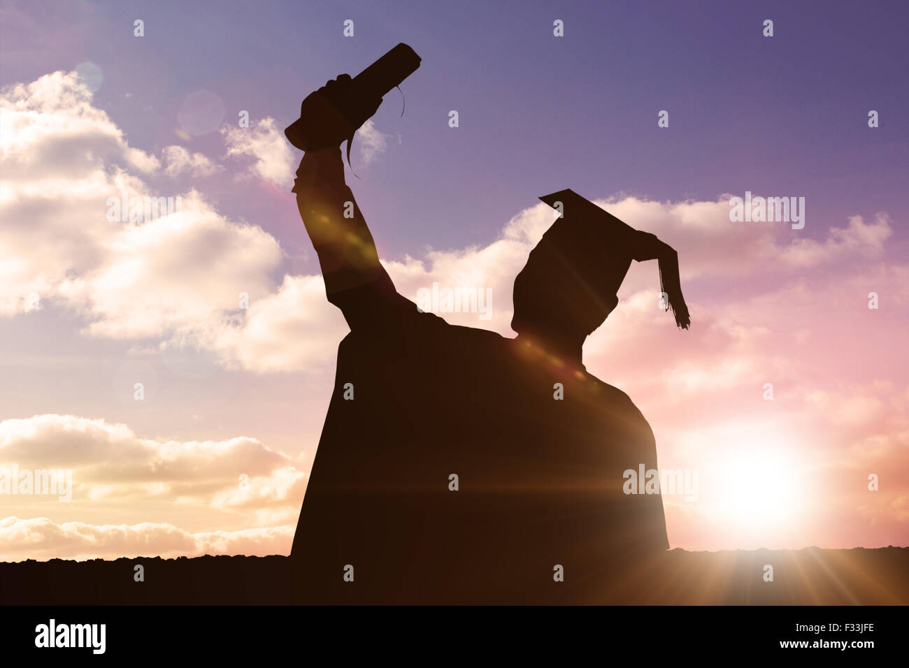 Composite image of silhouette of graduate Stock Photo - Alamy
