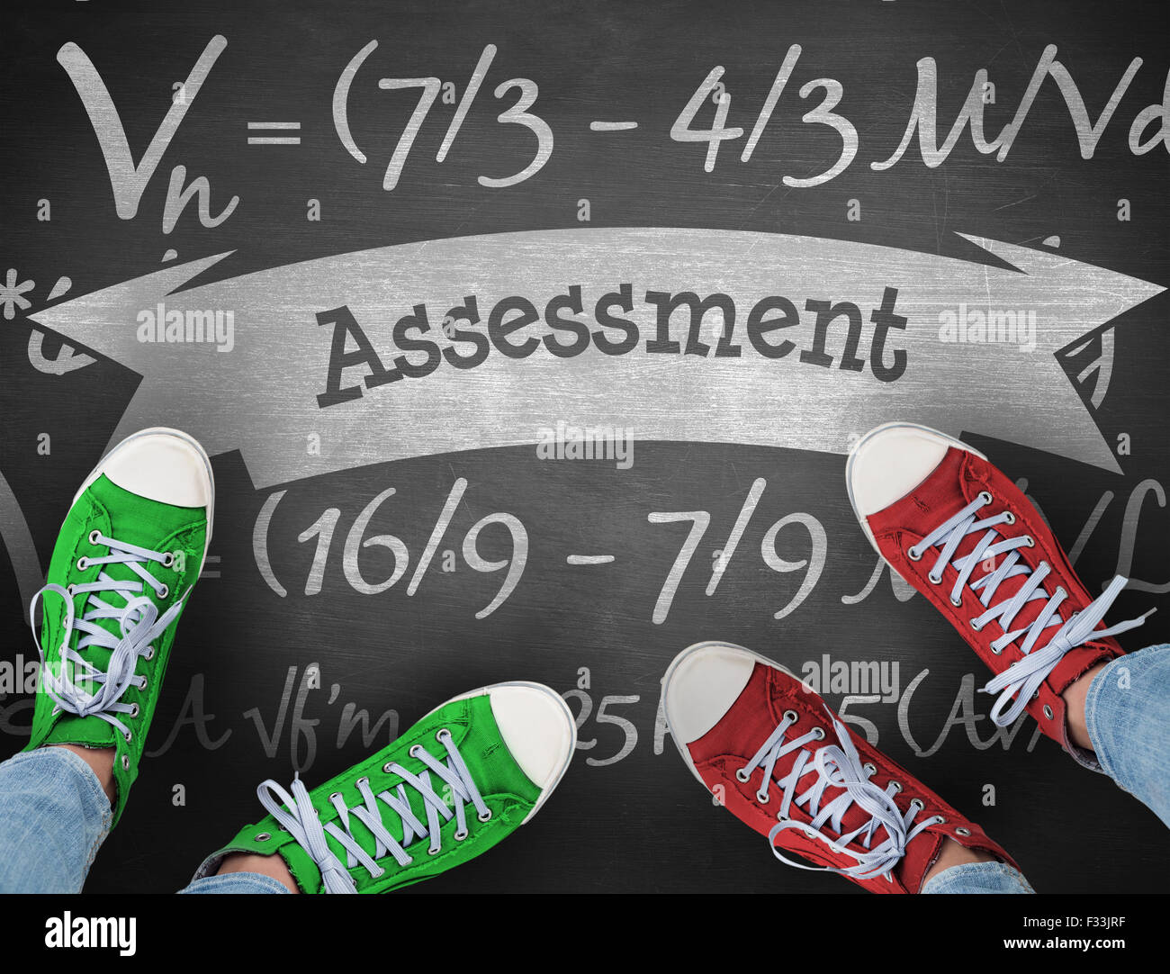 Assessment against black background Stock Photo - Alamy